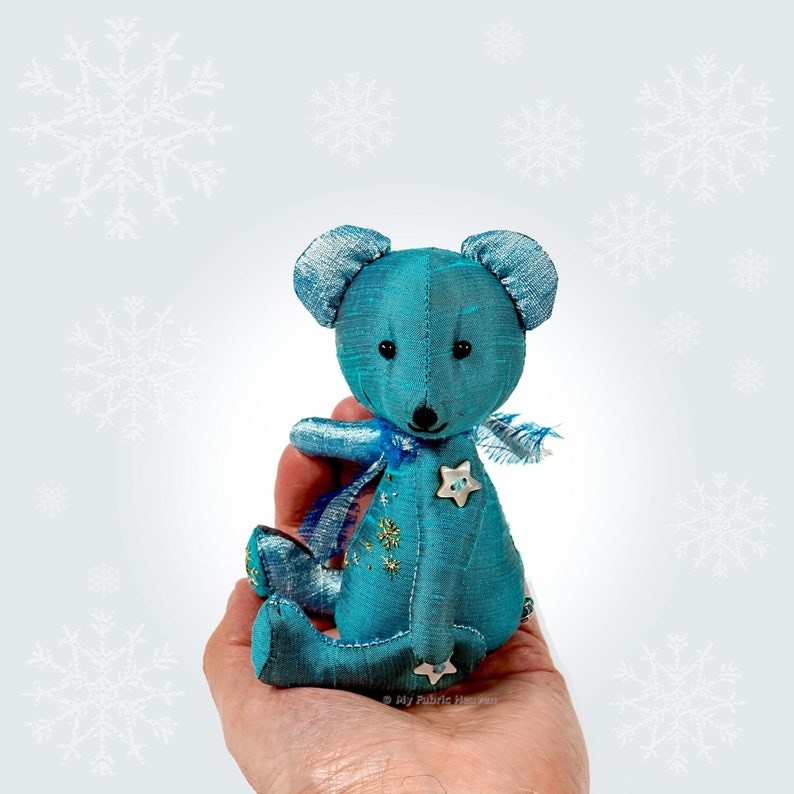 Tiny Teddy Bear PDF Sewing PATTERN Snowflake Bear Miniature - Etsy
