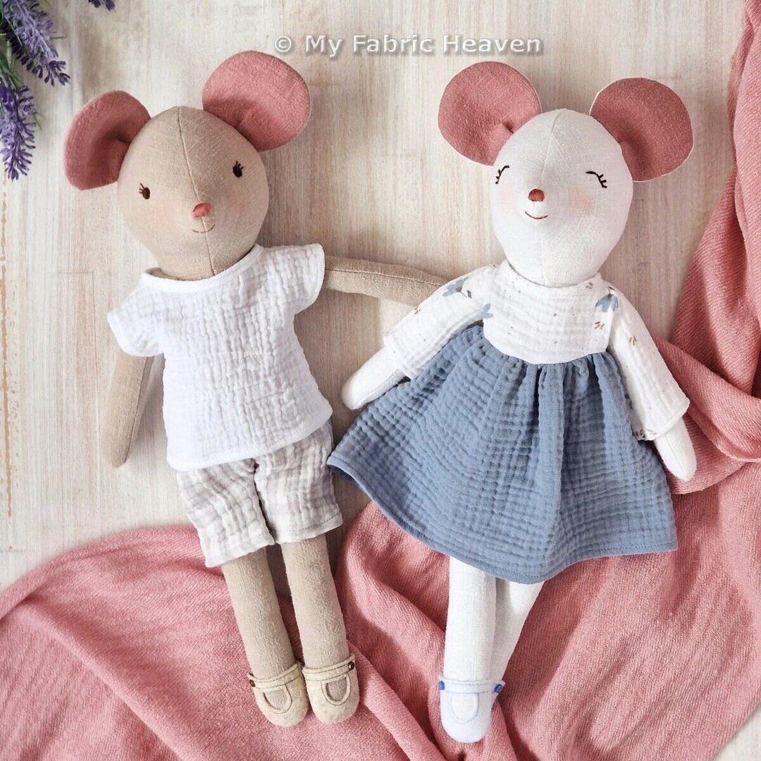 Mouse Doll With Clothes Easy Sewing Pattern PDF. 40cm/16" Cloth Mice ...