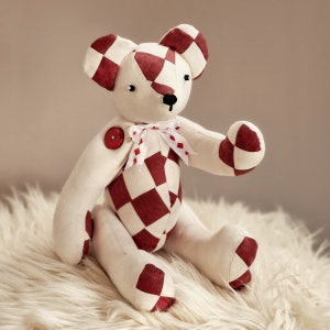 Patchwork Bear PDF Sewing Pattern, Keepsake Teddy, MEMORY BEAR Pattern ...