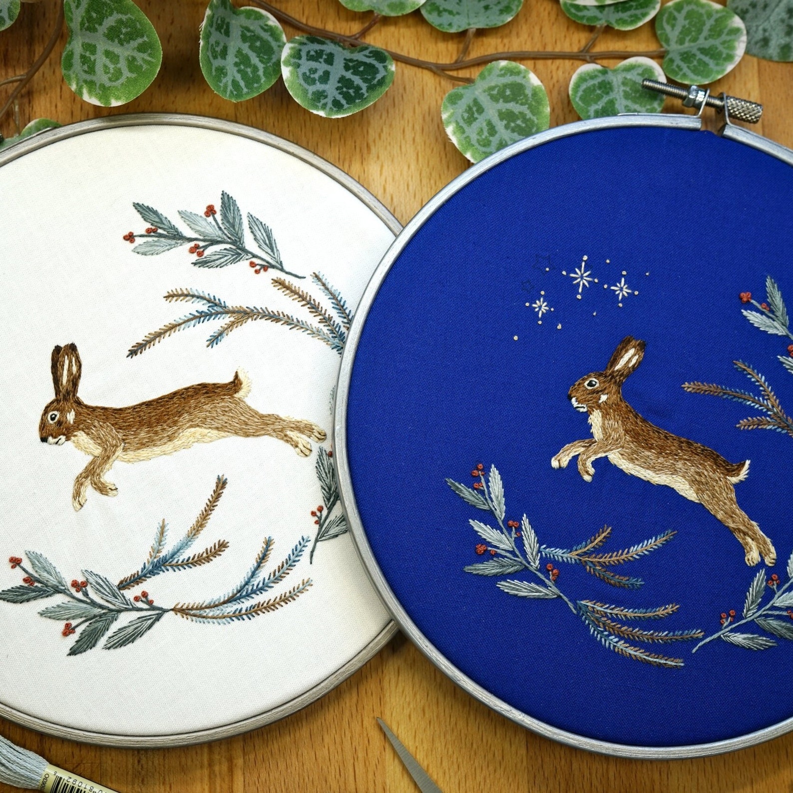 Hare Embroidery Pattern & Video Tutorial, Bunny Needle Painting (PDF ...