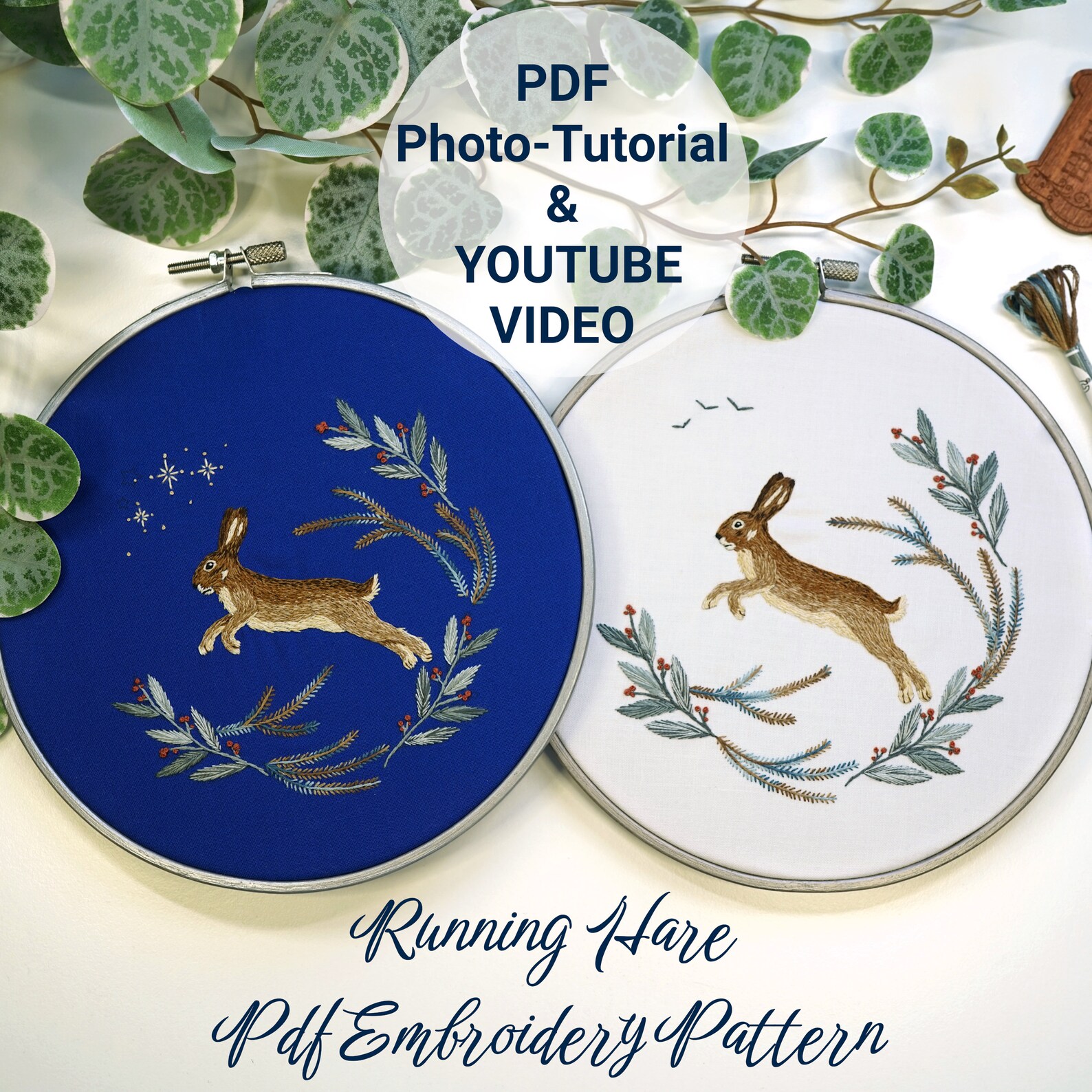 Hare Embroidery Pattern Pdf Bunny Rabbit Needlepainting - Etsy UK