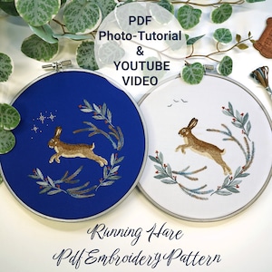 Hare Embroidery Pattern Pdf, Bunny Rabbit Needlepainting Pattern Photo ...