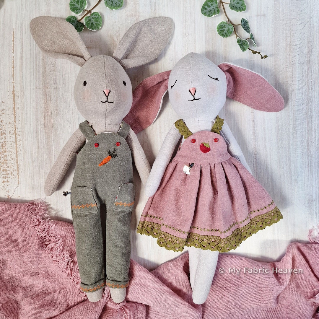Bunny Toy and Clothes Easy Sewing Pattern PDF. 40cm/16 Fabric Rabbit ...