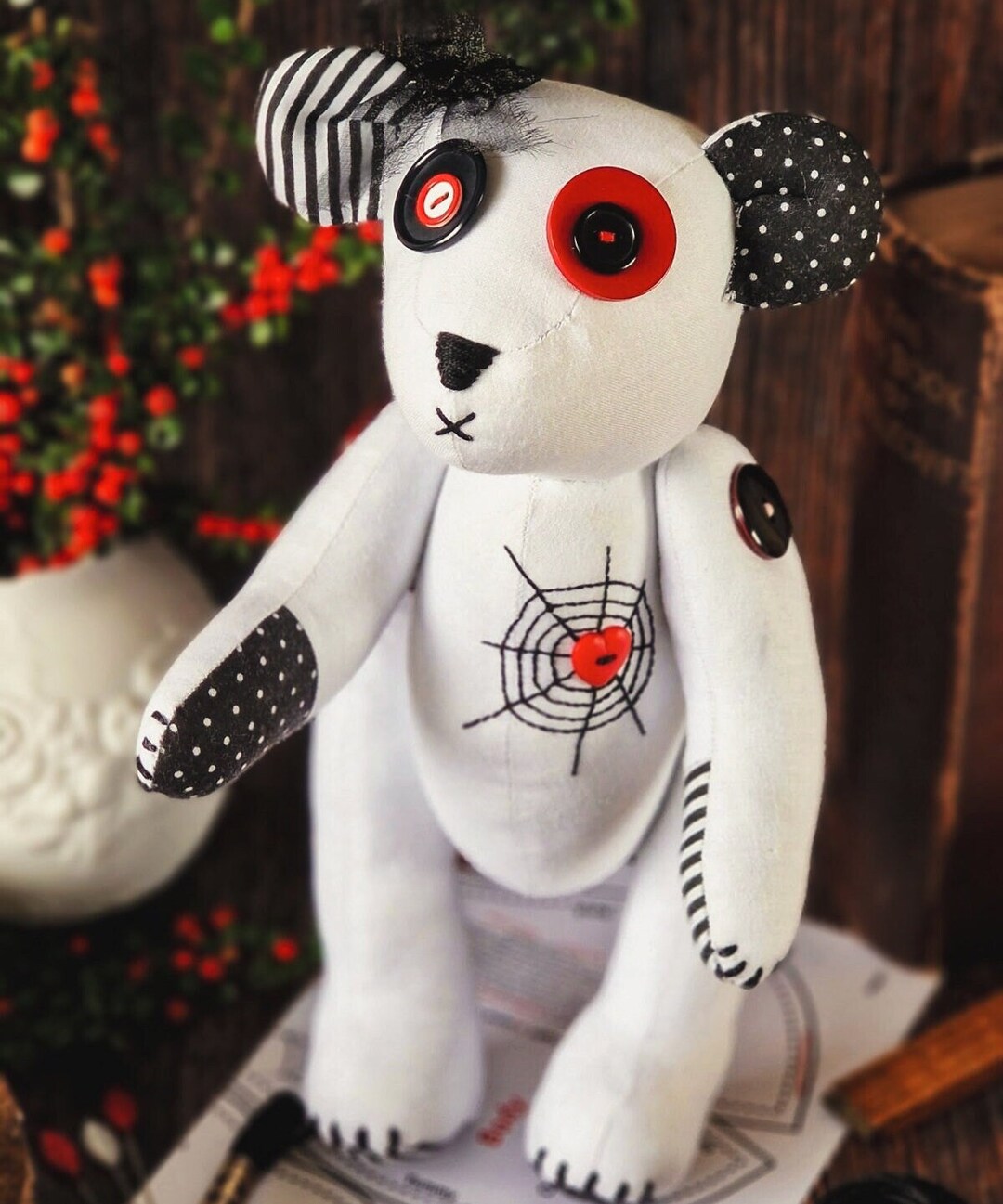 Gothic Teddy Bear Sewing Pattern, Creepy-cute Soft Toy Sewing PATTERN ...