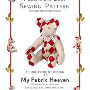 14" Patchwork Memory Bear PDF Sewing Pattern, Jointed Keepsake Teddy ...