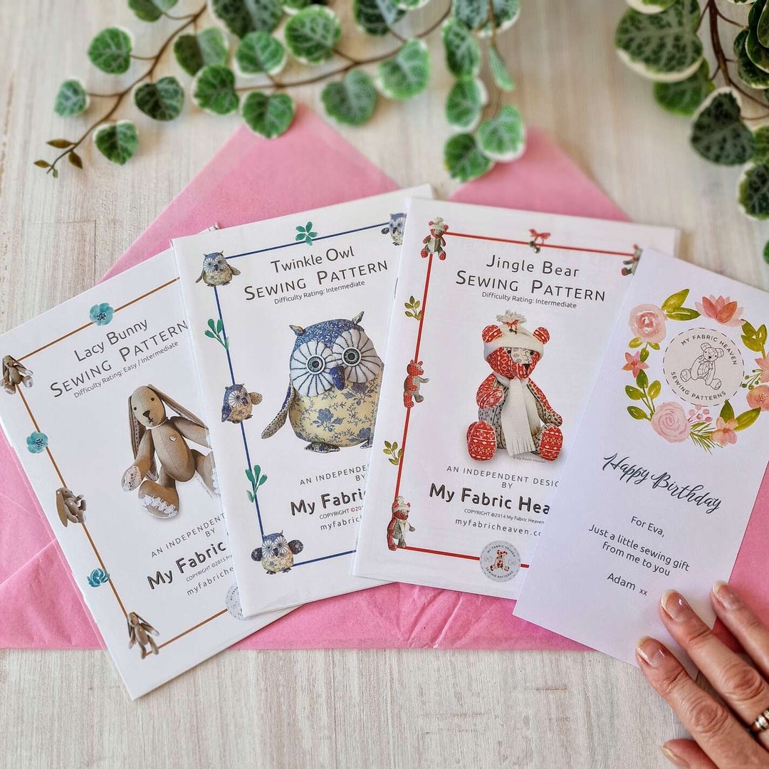 3 Soft Toy Sewing Patterns Gift Bundle, Professionally Printed A5 ...