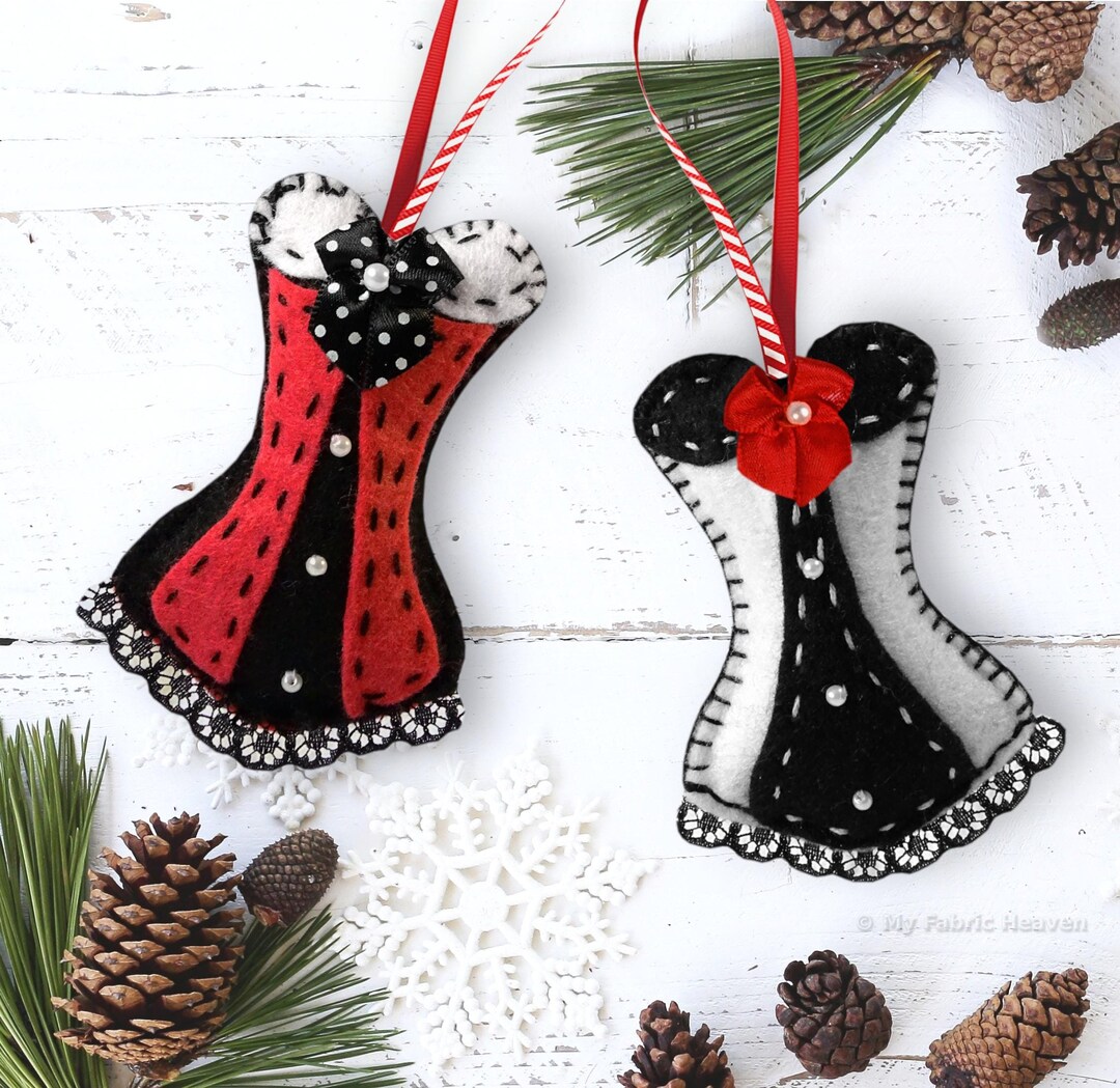 Christmas Corset Felt Tree Ornaments, Keyring, Hen Party or Wedding ...