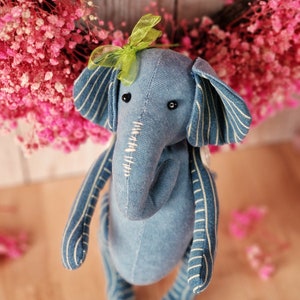 Denim Elephant PDF Sewing Pattern, Button Jointed Keepsake Memory ...