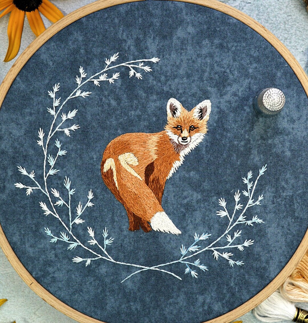 Fox Thread Painting Embroidery Pattern, Needlepainting Video & Photo ...