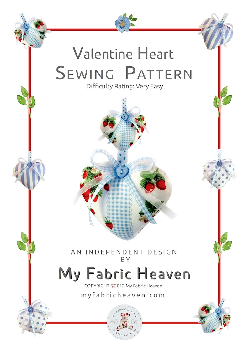 Valentine Love Heart Sewing Pattern 2 Sizes Stuffed Fabric - Etsy