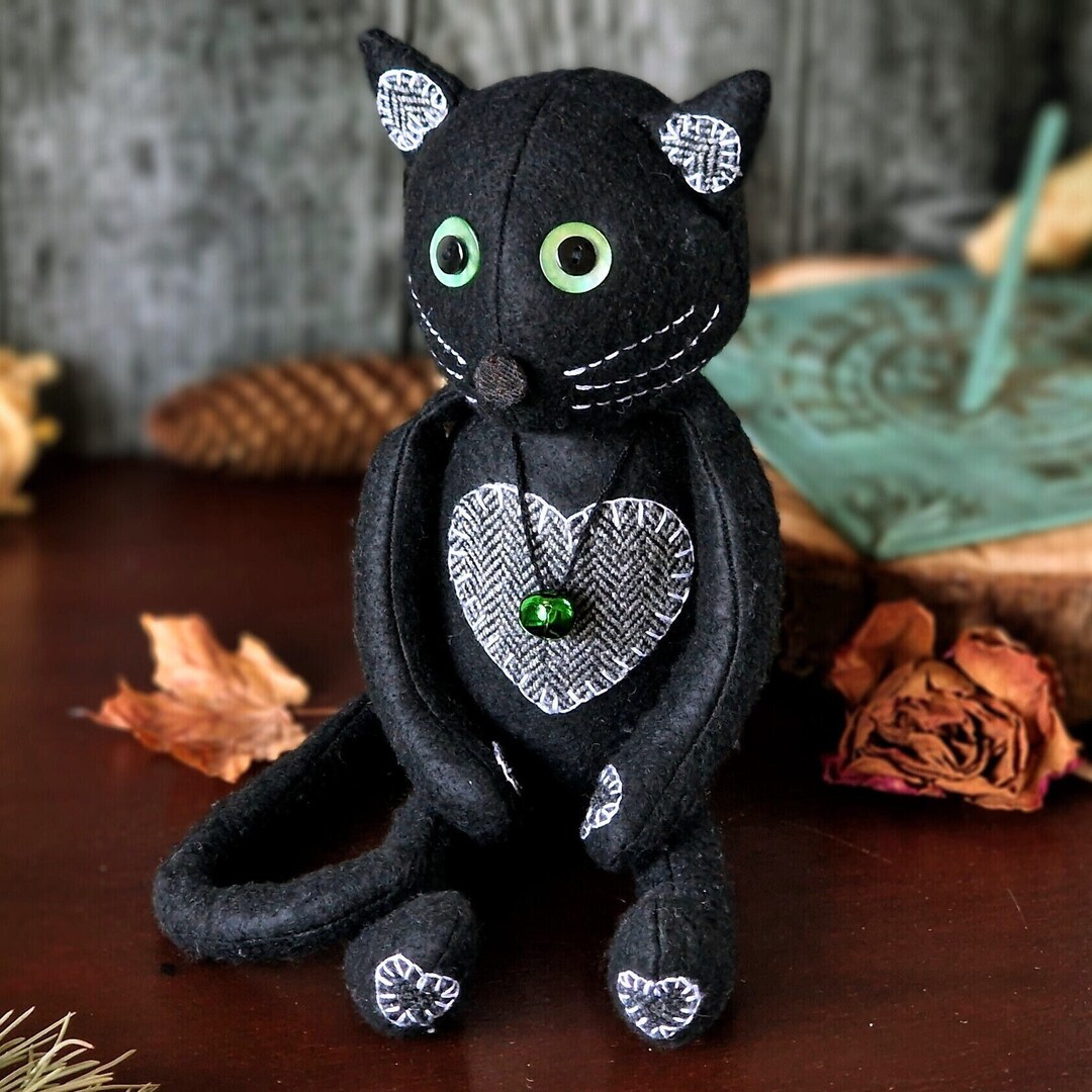 Felt Cat Sewing Pattern Pdf, Black Cat Stuffed Animal, Cat Soft Toy PDF ...