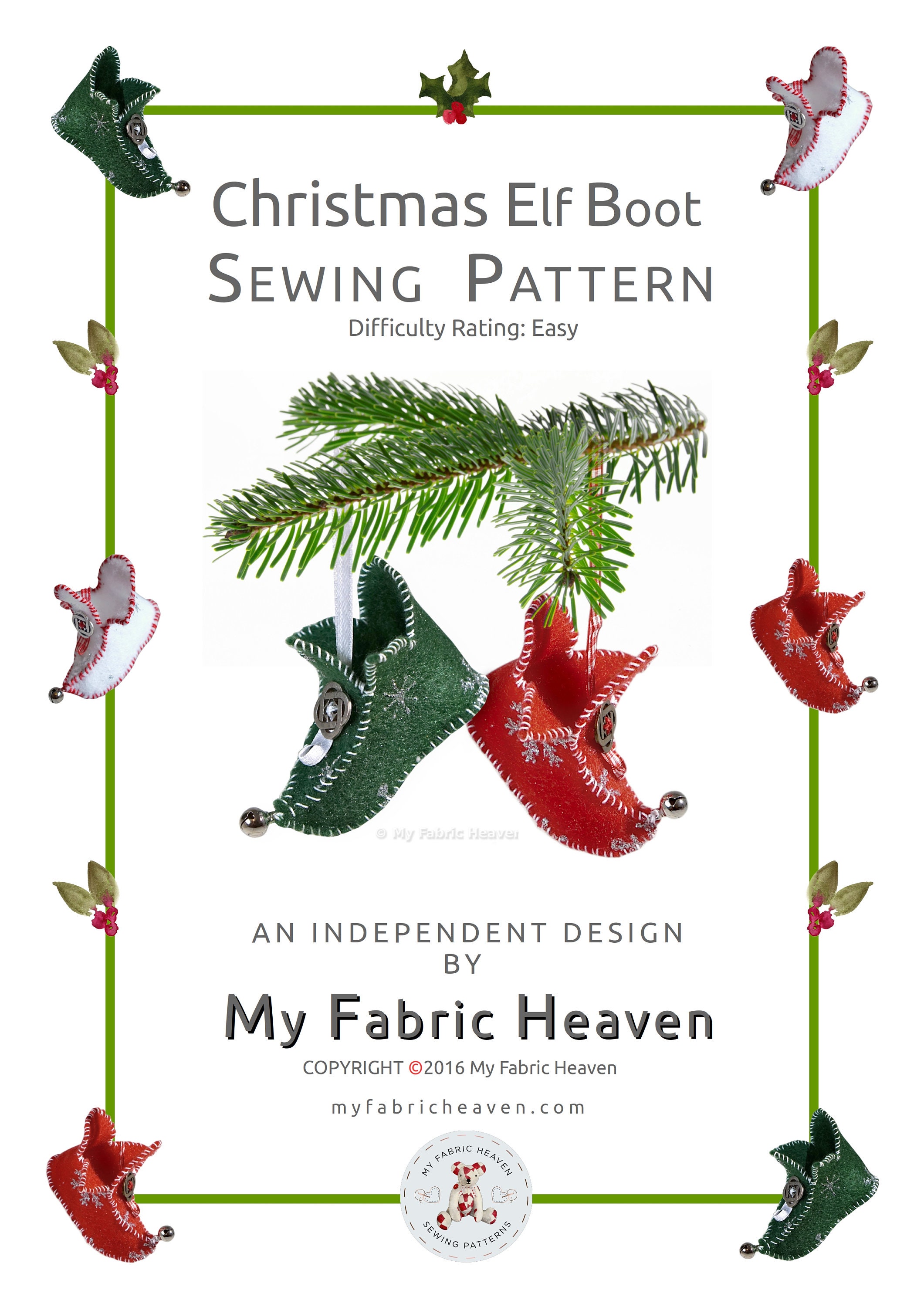 Elf Boots, Pixie Shoes, Felt Hanging Tree Ornament PDF Sewing Pattern ...