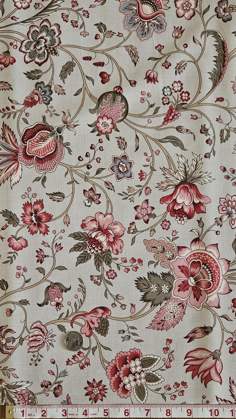 French General Antoinette Jacobean Smoke 13951 12 Half Yard Cut 100% ...