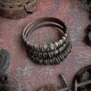 Slimline Leather & Rust Bangle Sets Industrial Wasteland Tribal Rust ...