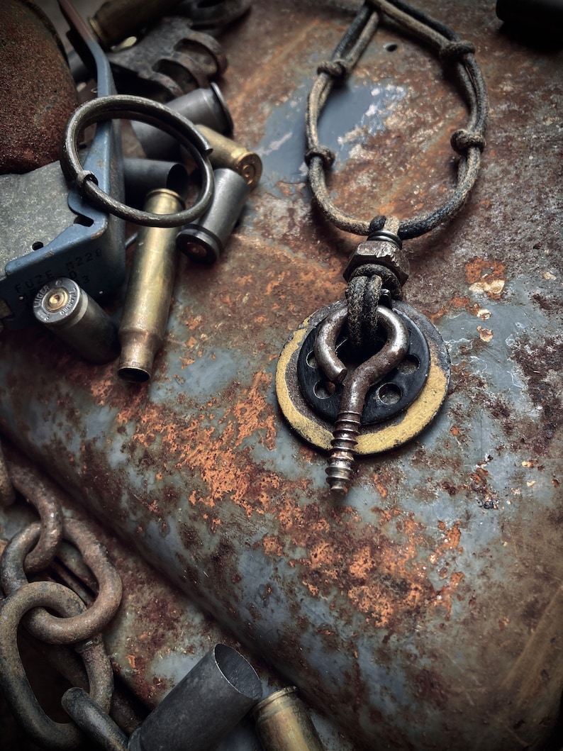 Achtung! - Layered Scavenged Industrial Hardware Pendant Necklace ...