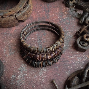 Slimline Leather & Rust Bangle Sets Industrial Wasteland Tribal Rust ...