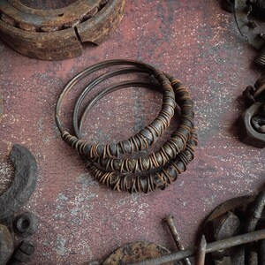 Slimline Leather & Rust Bangle Sets Industrial Wasteland Tribal Rust ...