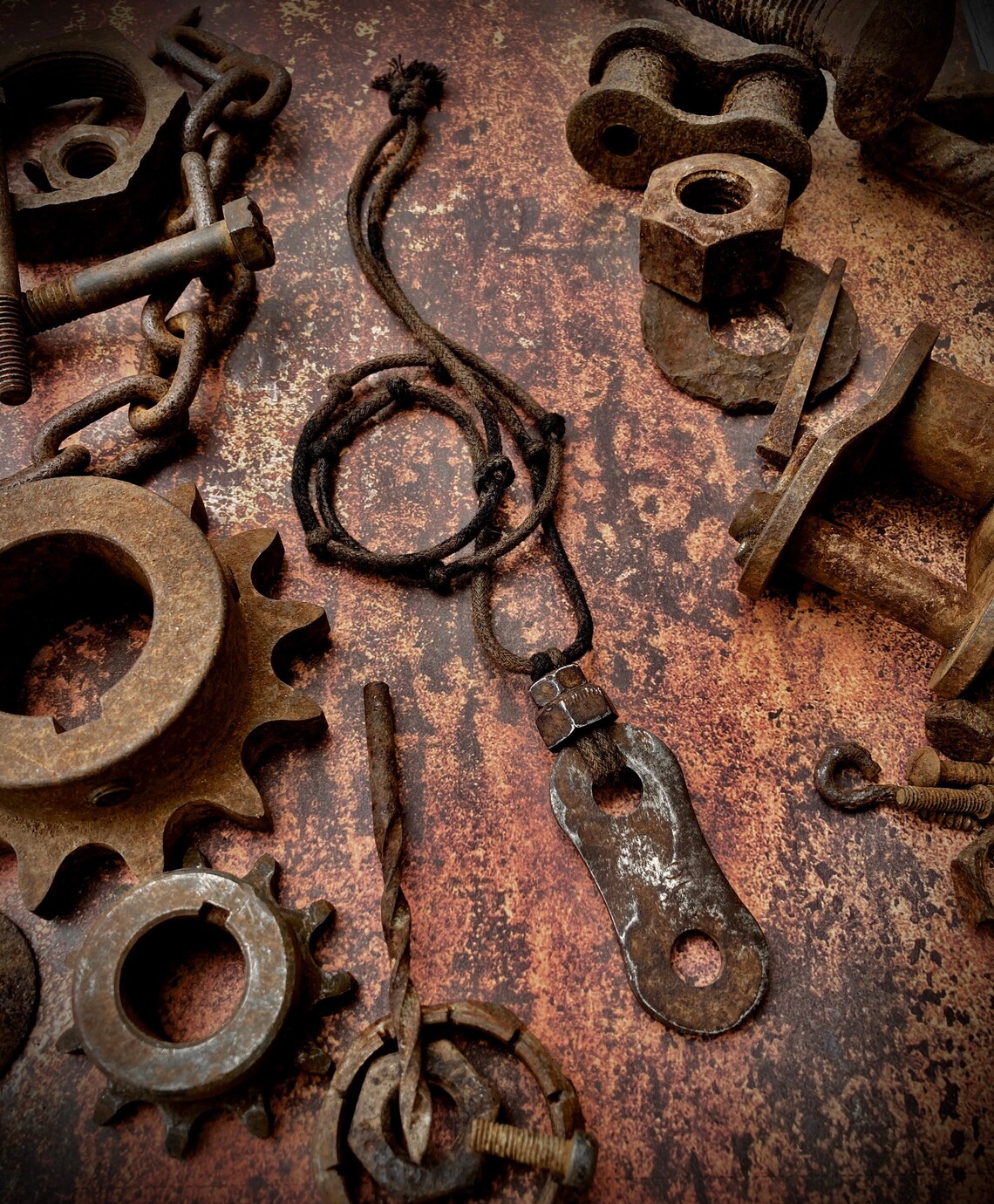 Industrial Wasteland Roller Chain & Hex Nut Coil Knotted | Etsy