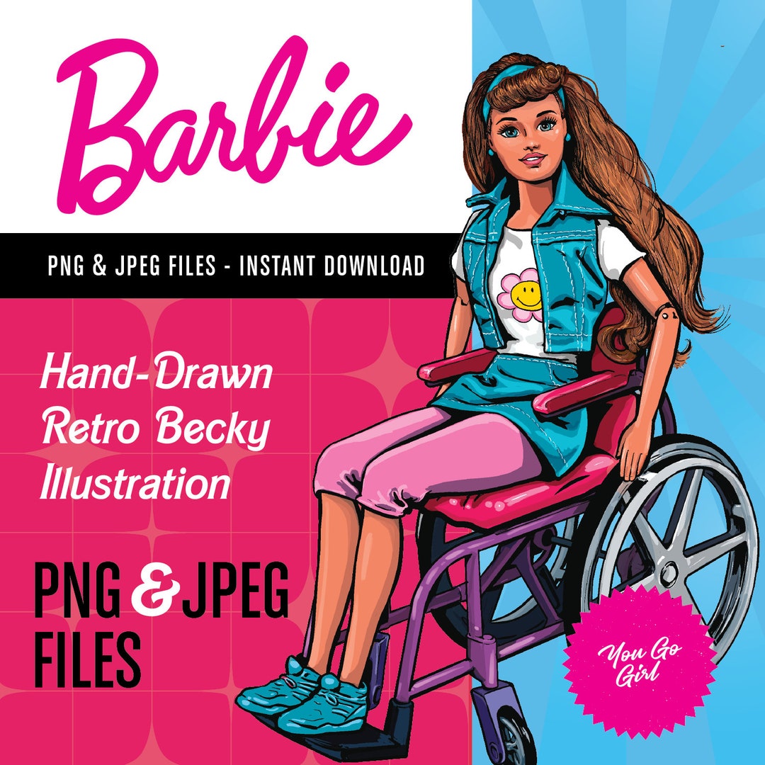 Becky Doll Illustration Barbi Inclusive Doll in Wheelchair Design, PNG ...