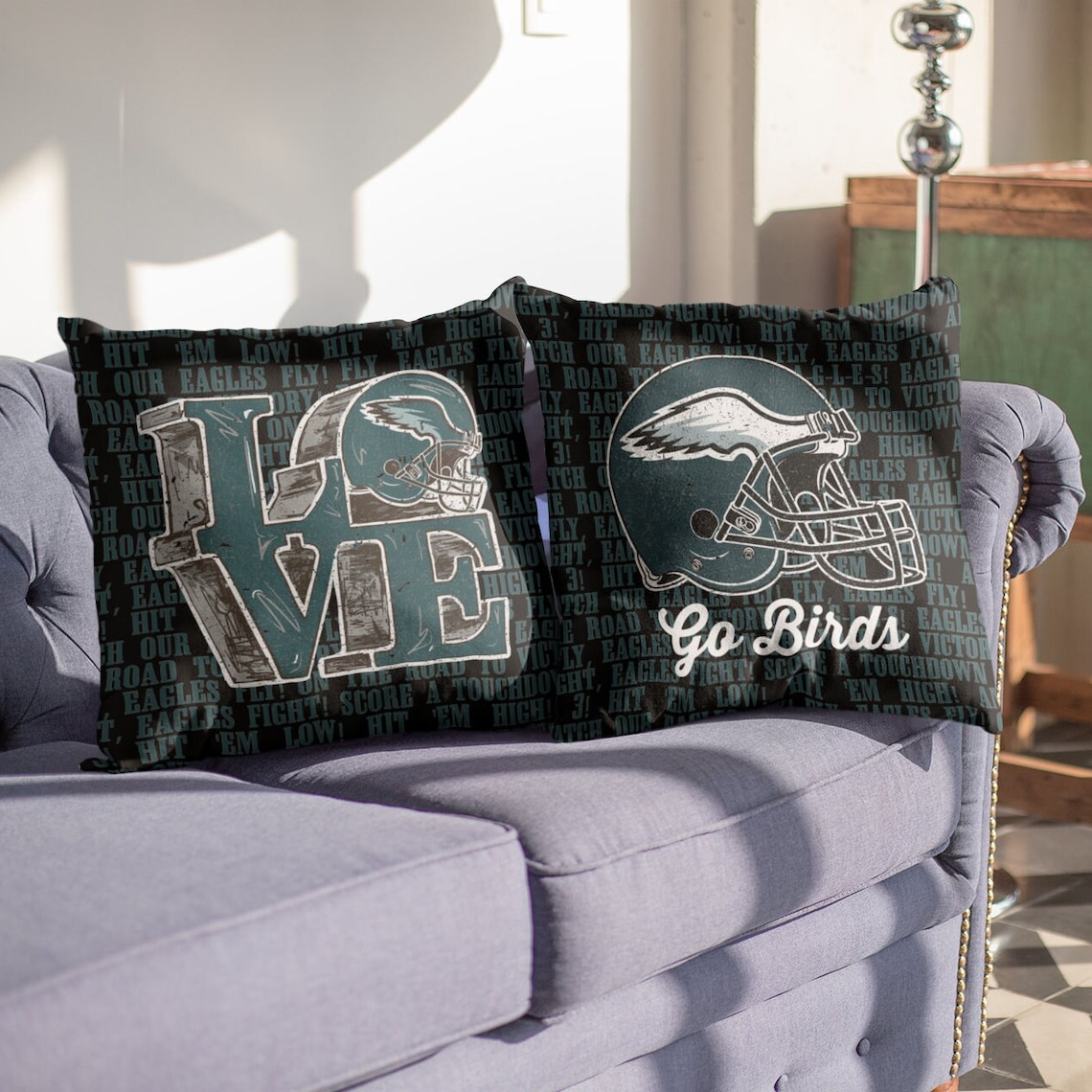 Philadelphia Eagles LOVE Helmet Throw Pillow Distressed - Etsy