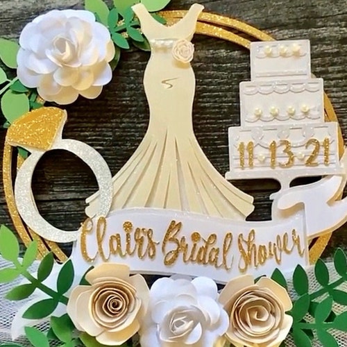 Bridal Shower Dress Cake Topper Customizable Name and Date - Etsy
