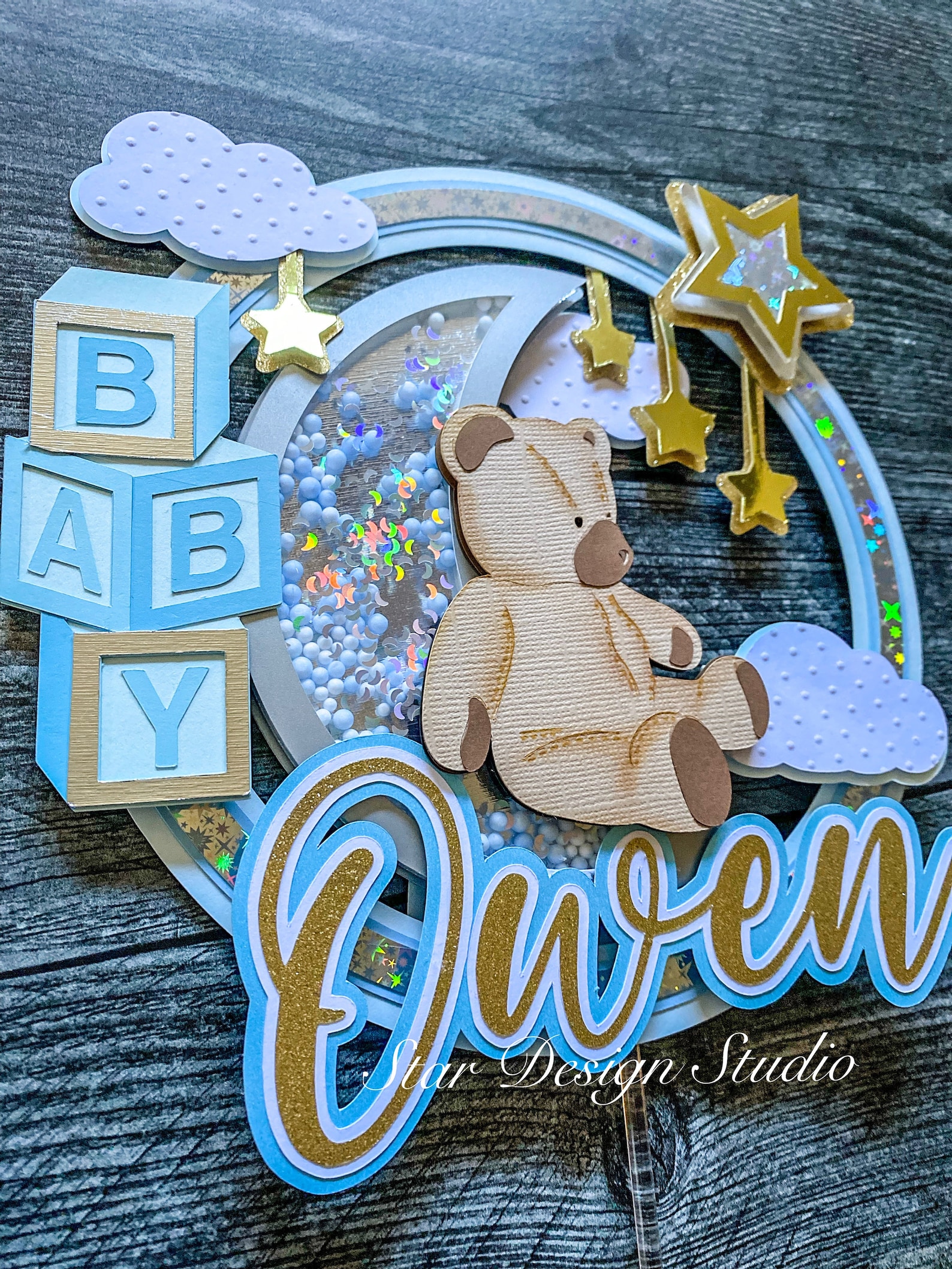 Teddy Bear Baby Shower Cake Topper. Bear Shaker Boy Cake - Etsy