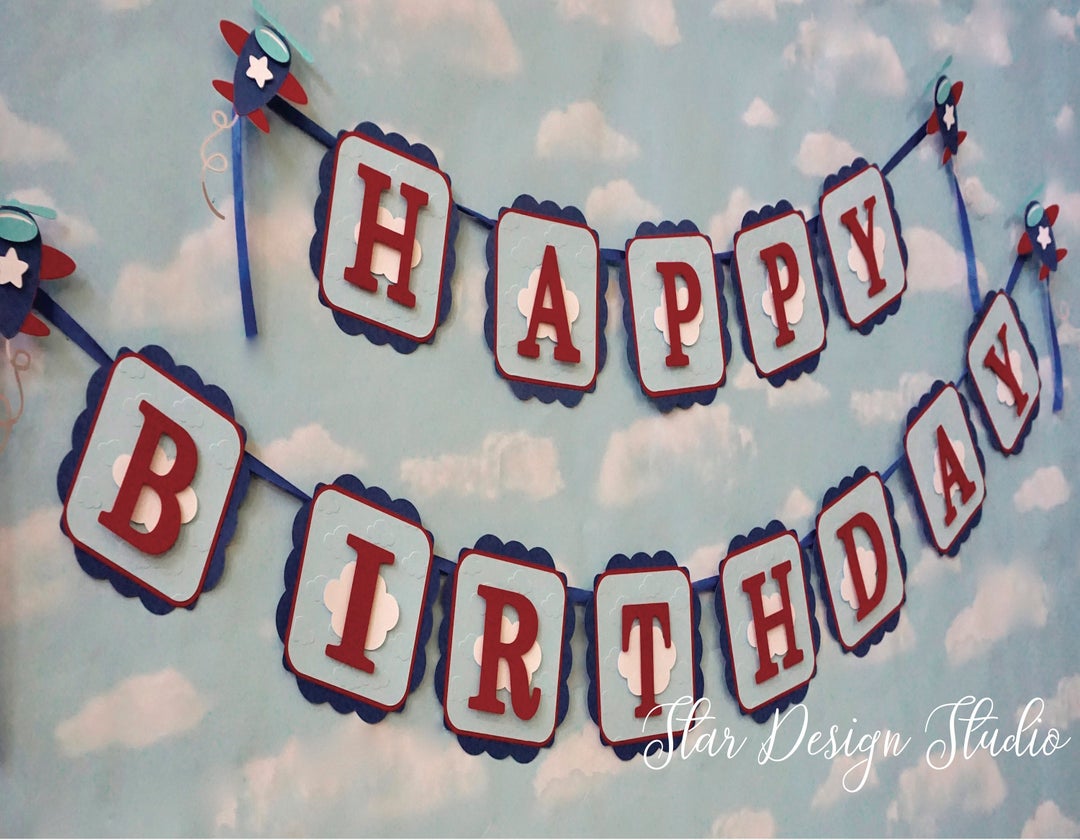 Airplane Banner, Happy Birthday,pilot Birthday, Aviator Birthday, Name ...