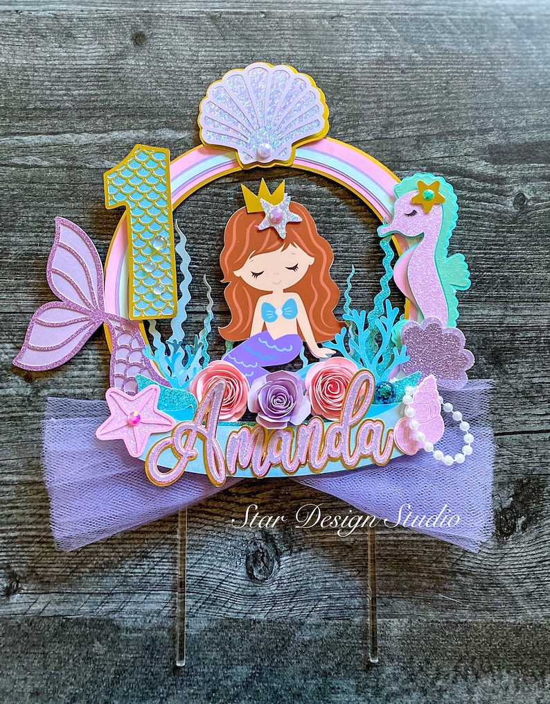 Mermaid Cake Topper. Birthday Cake Topper, Girl Topper Customizable ...