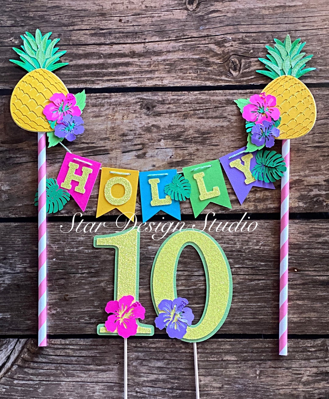 Pineapple Cake Topper Flower Cake Topper Birthday Bunting - Etsy