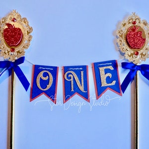 Princess Cake Topper, Glitter Gold and Red Apple, Enchanted Cake Topper ...