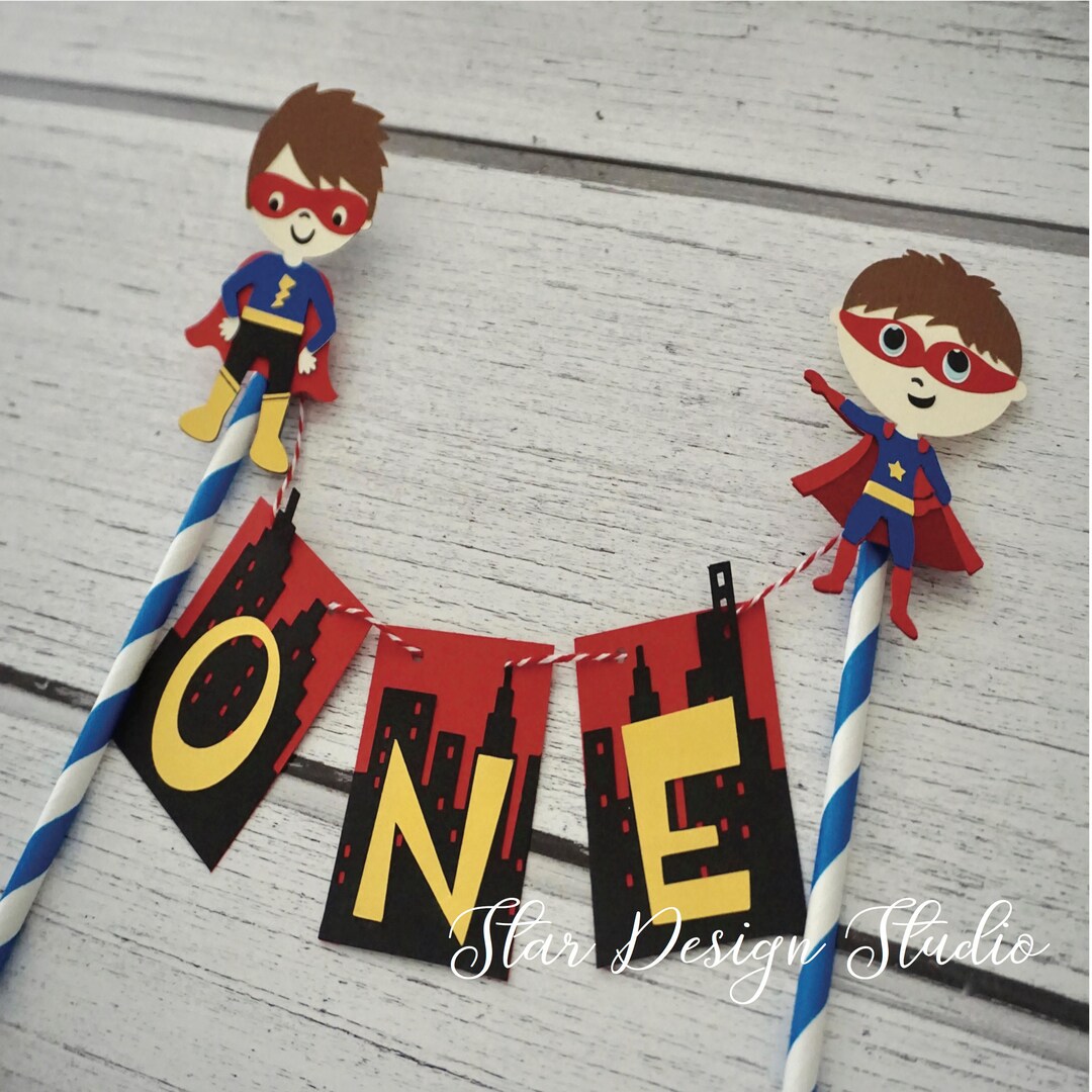 Super Hero Cake Topper one Boy Cake Topper - Etsy