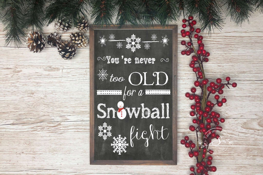 Snowball Fight Christmas Digital Sign Chalkboard Poster - Etsy
