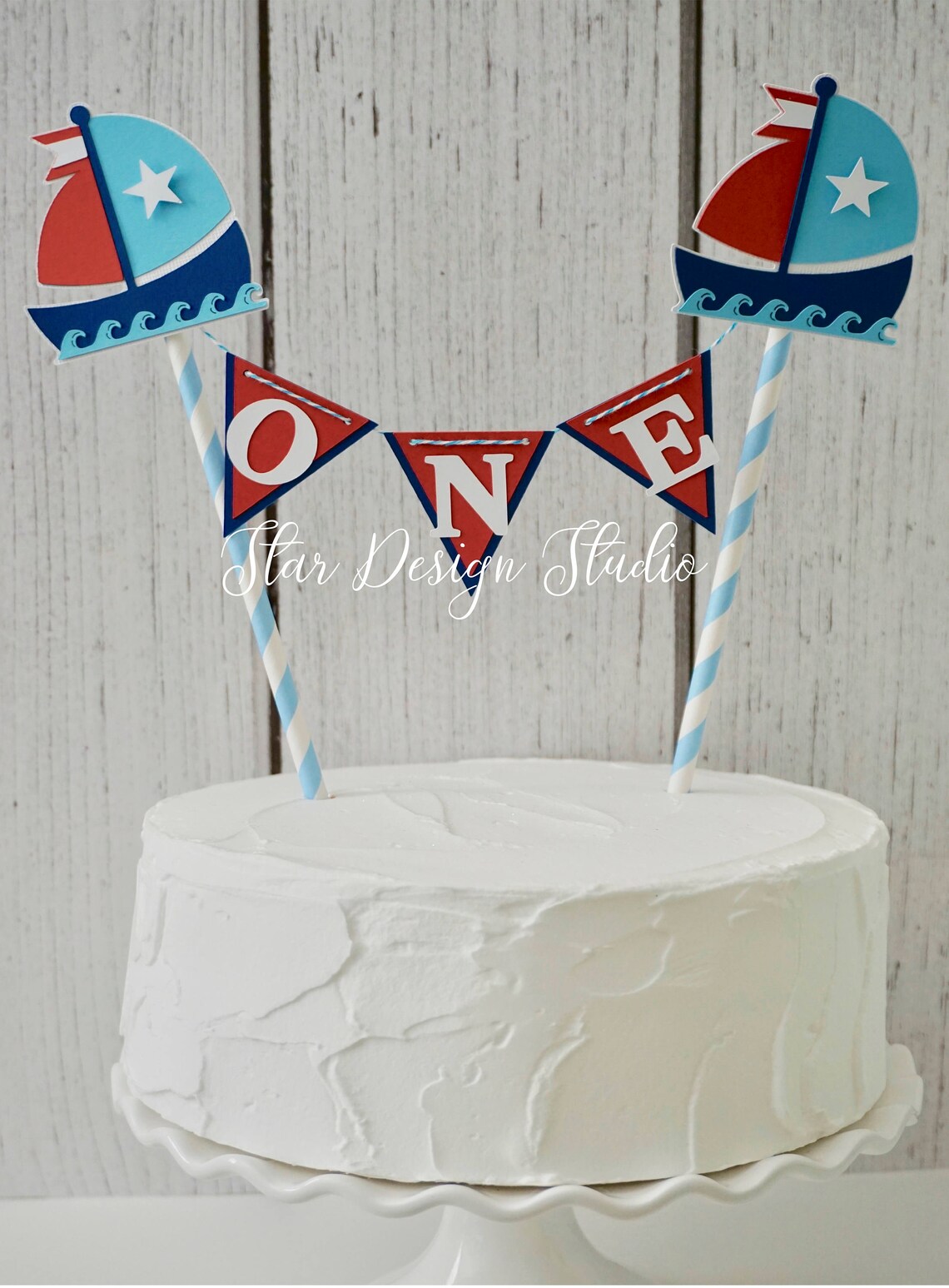 Boat Cake Topper Birthday Bunting Nautical Cake Topper Any - Etsy