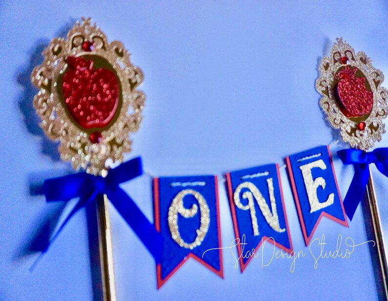 Princess Cake Topper Glitter Gold and Red Apple Enchanted - Etsy