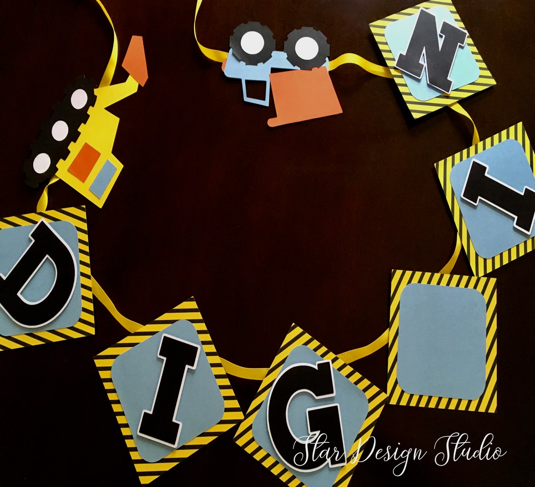 Construction Banner Dig in Banner Yellow Orange Powder - Etsy