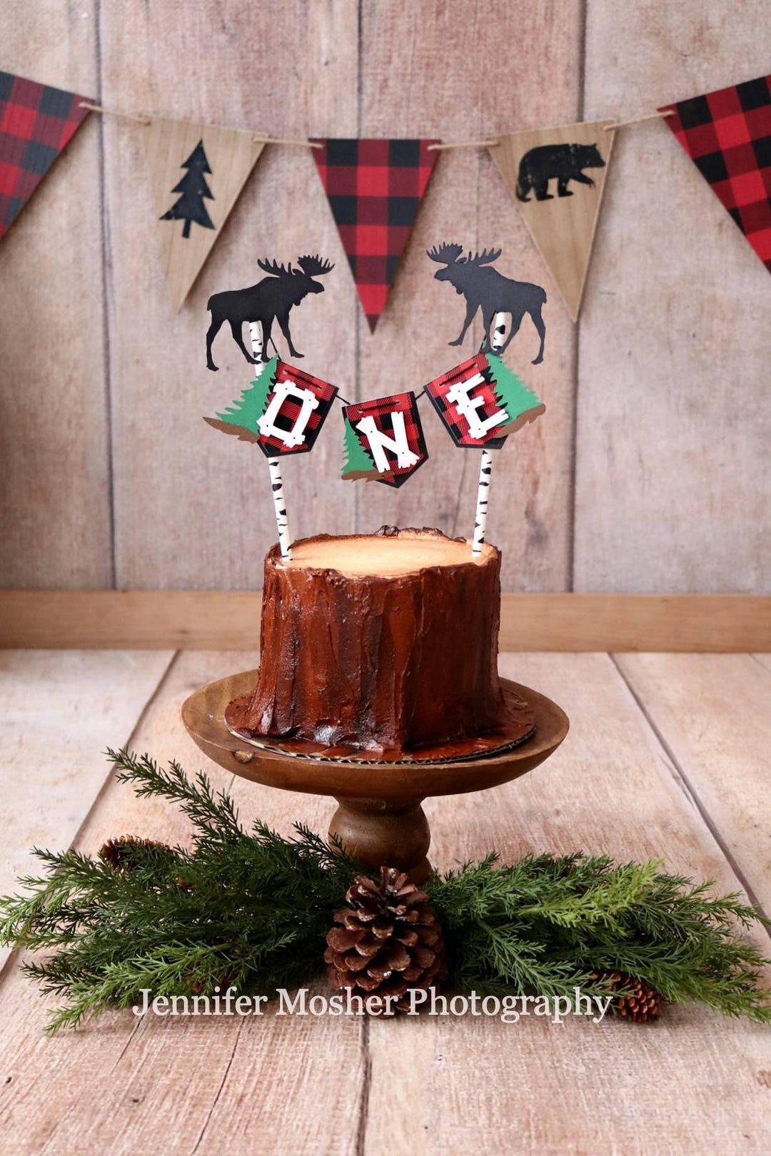 Moose Cake Topper, Lumberjack, Woodland Cake Topper Birthday Bunting ...