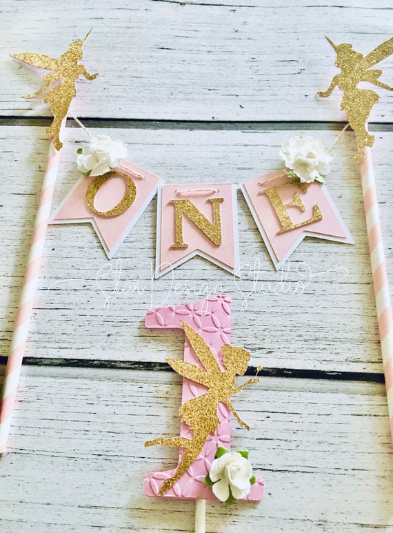 Fairy Cake Topper one Fairy Pink and Gold Cake - Etsy