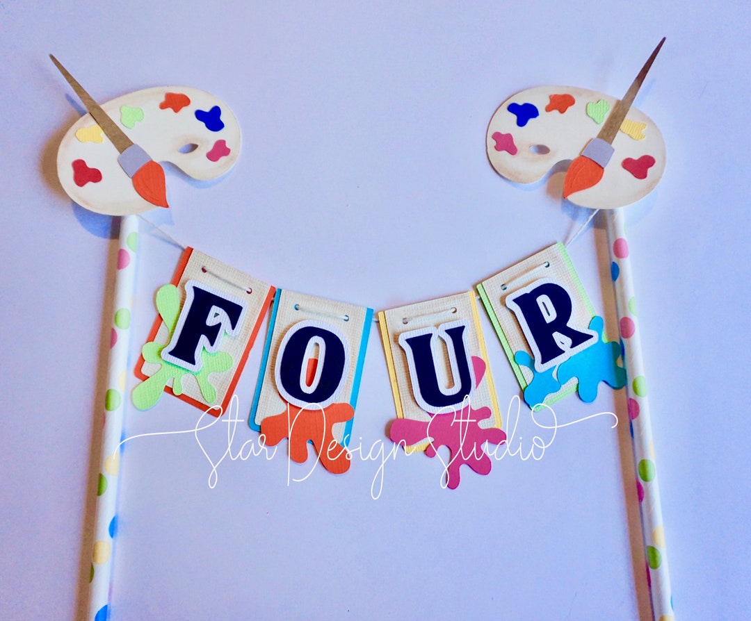 Paint Cake Topper, Series 2 Bunting Birthday. Artist Smash Cake. Any ...