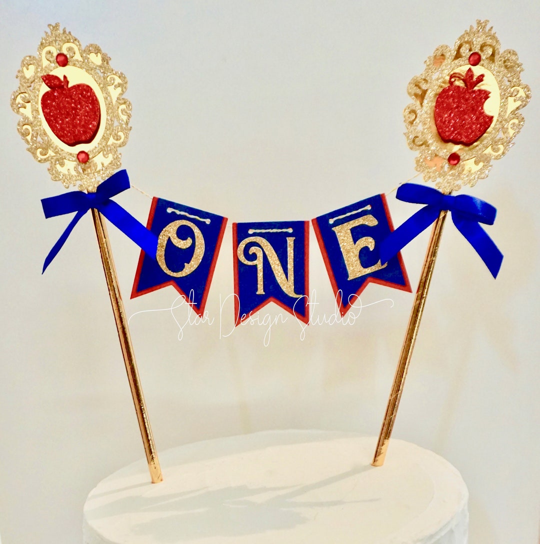 Princess Cake Topper, Glitter Gold and Red Apple, Enchanted Cake Topper ...