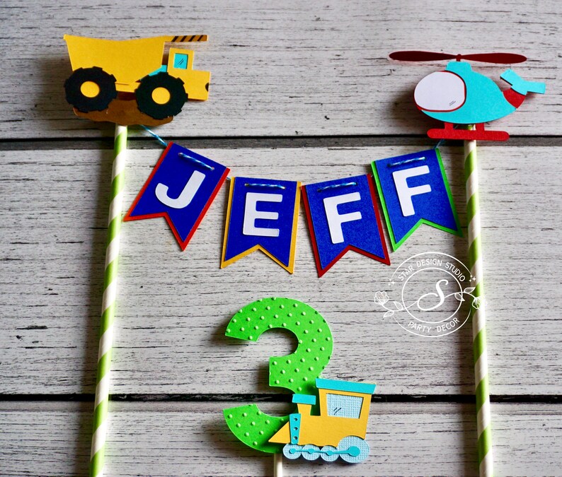 Transportation Cake Topper Boy Cake Topper Birthday Bunting | Etsy