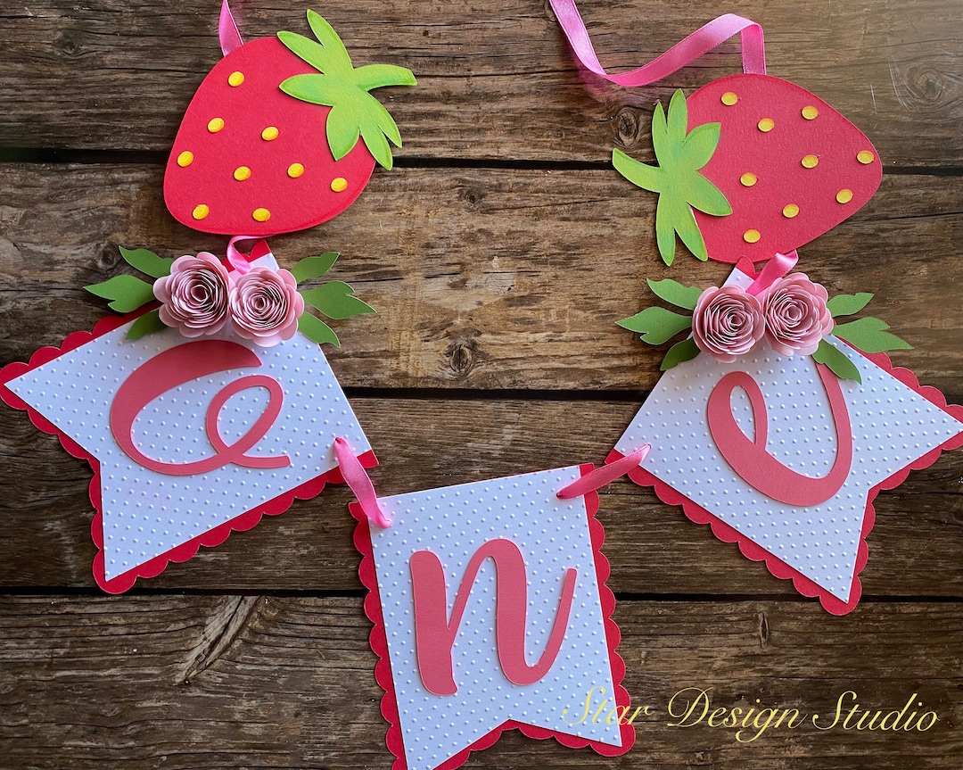 Strawberry Banner, "one" Any Age or Name Available. Fruit and Flower ...