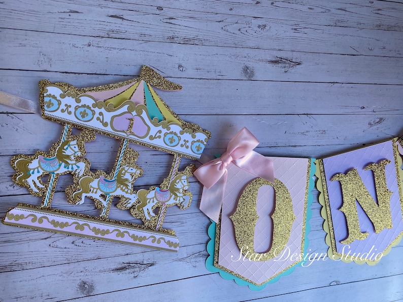 Carousel High Chair Banner One Banner any Number Name - Etsy