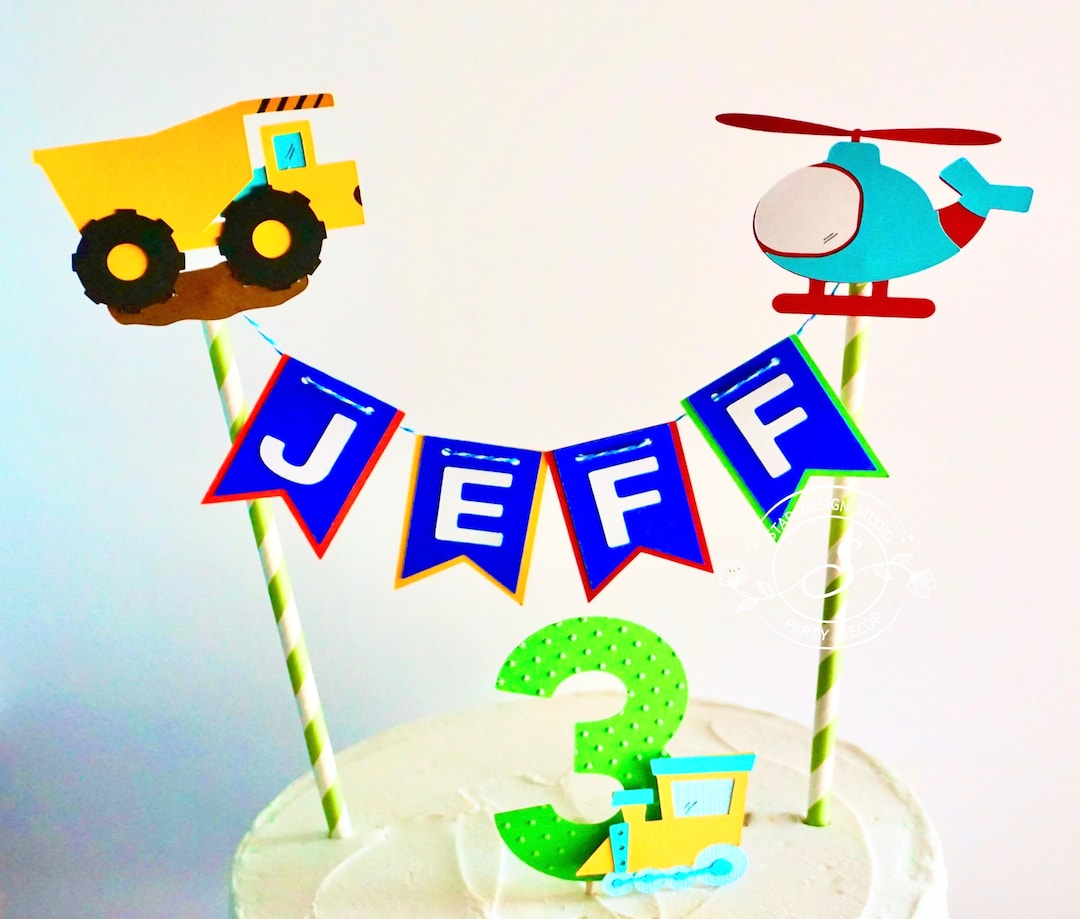 Transportation Cake Topper, Boy Cake Topper Birthday Bunting- Any Age ...
