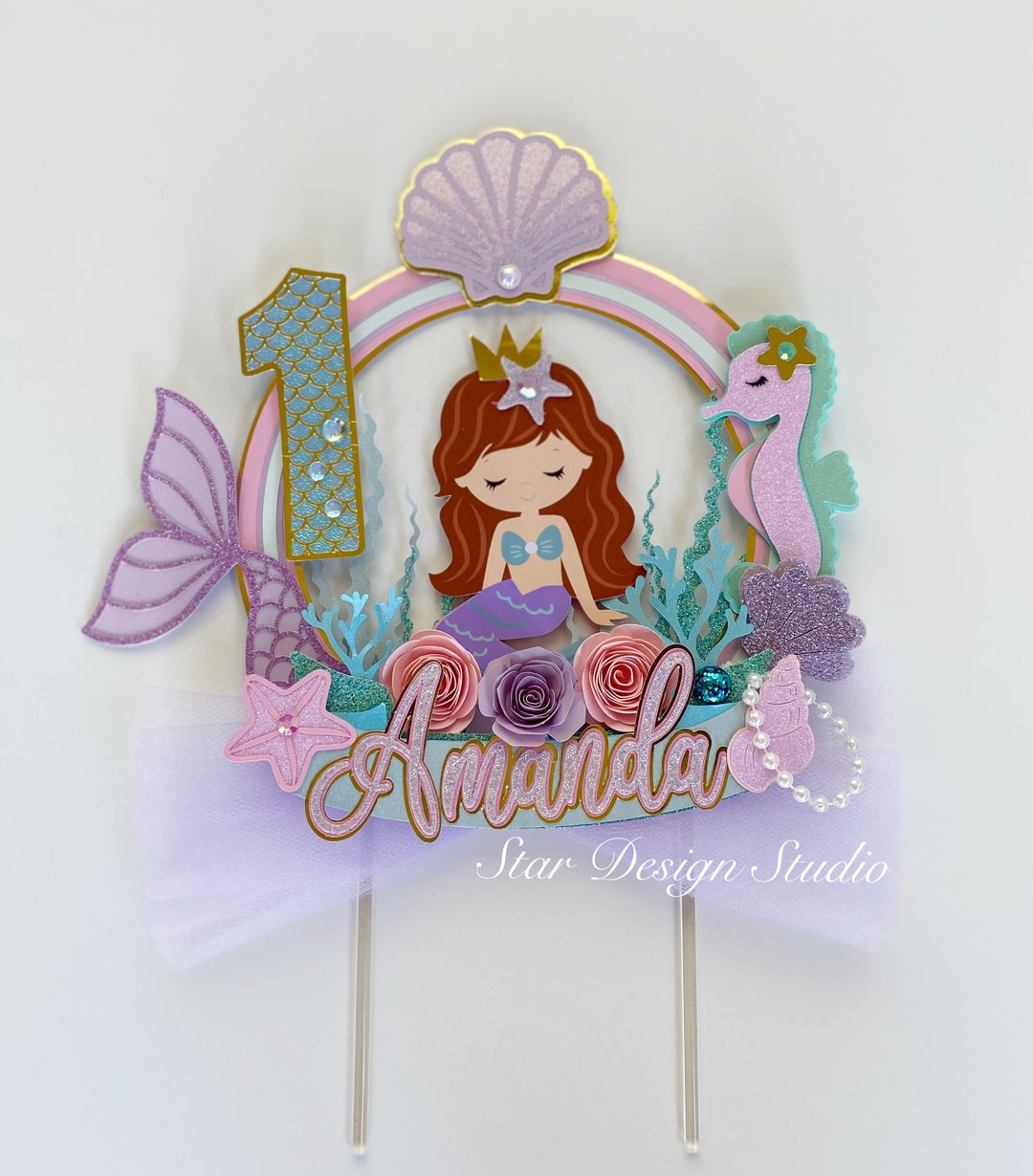 Mermaid Cake Topper. Birthday Cake Topper, Girl Topper Customizable ...