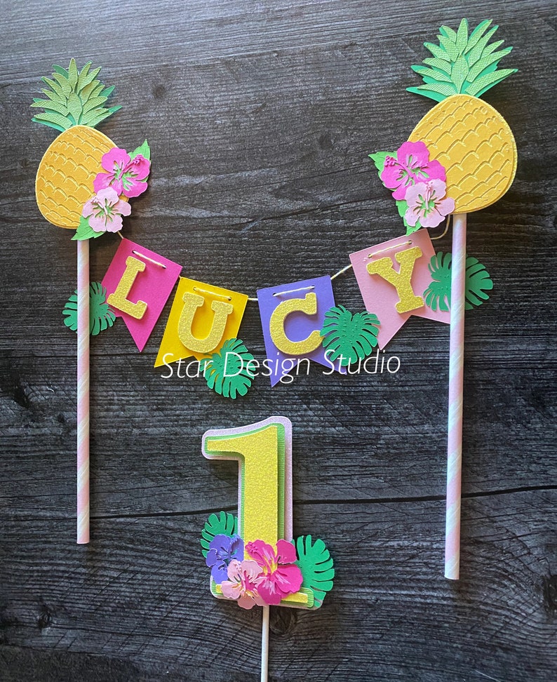 Pineapple Cake Topper Flower Cake Topper Birthday Bunting - Etsy