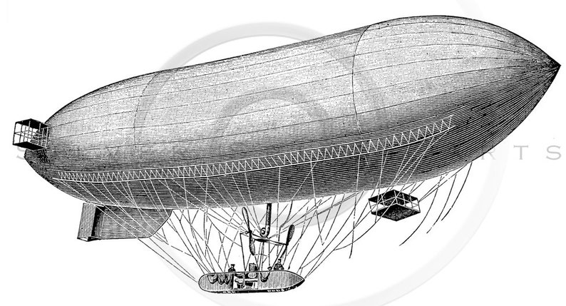 Vintage Blimp Aircraft Illustration Printable 1800s Blimps Antique ...