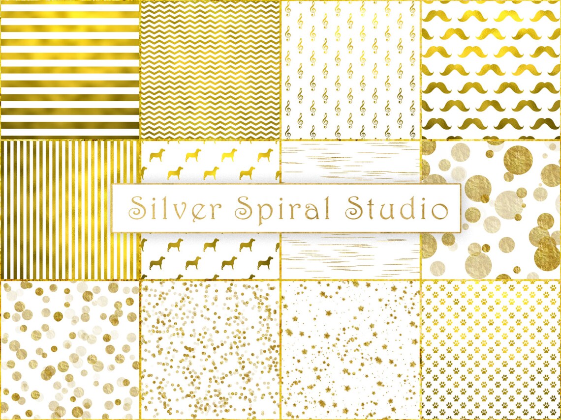 Faux Gold Foil White Digital Paper Pack Gold Background - Etsy