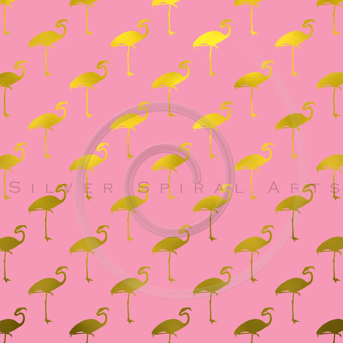 Gold Flamingos Background Pink Flamingo Printable Instant Download Faux ...