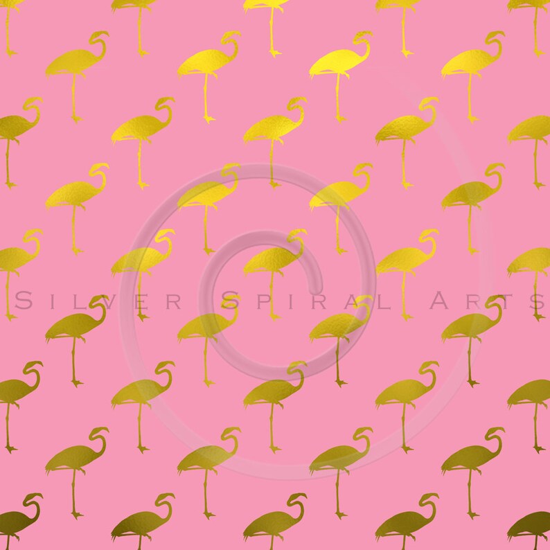 Gold Flamingos Background Pink Flamingo Printable Instant Download Faux ...
