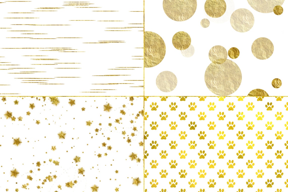Faux Gold Foil White Digital Paper Pack Gold Background - Etsy